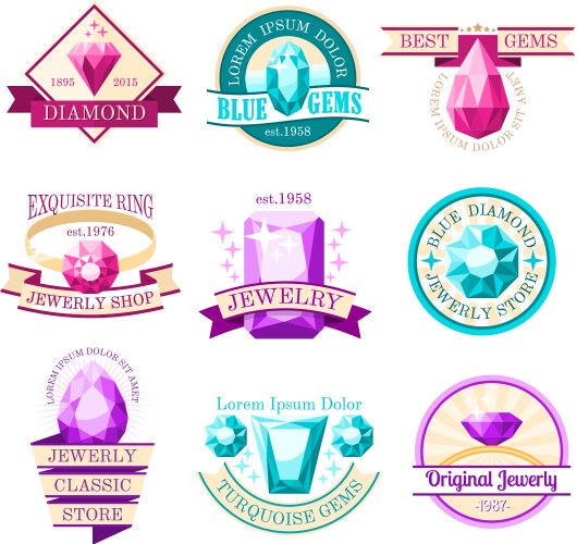 Jewels gems jewelry diamond jewel heart crystal Vector Image