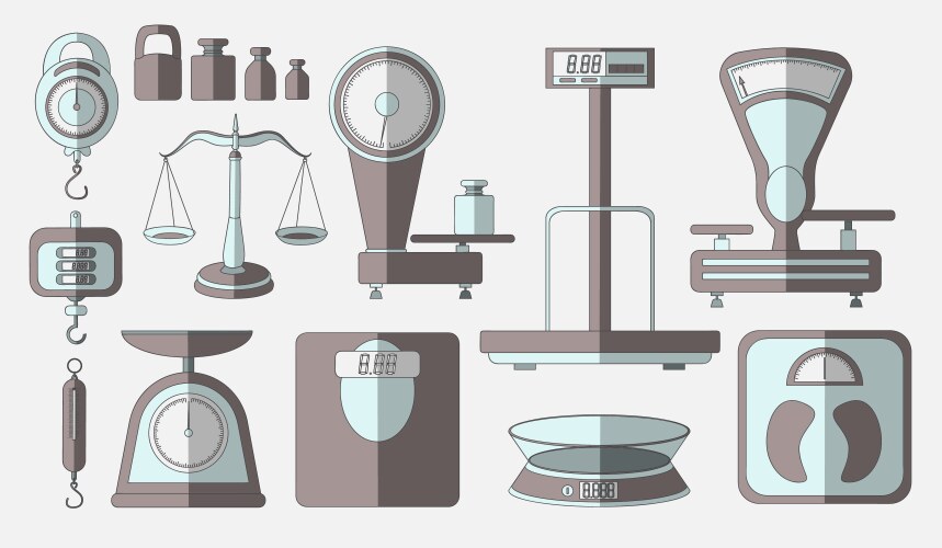 Different scales types instruments for weight Vector Image