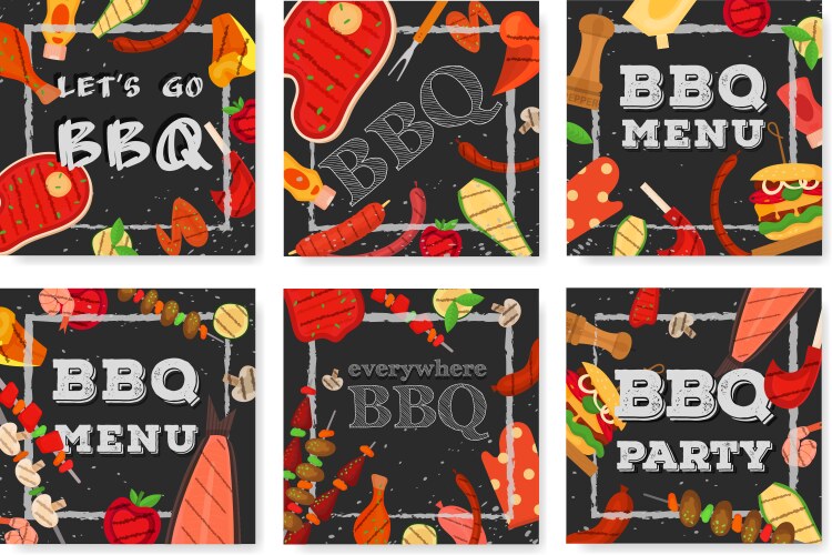 Barbecue party menu invitation design bbq Vector Image