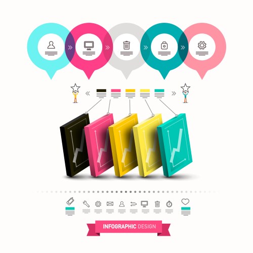 Infographic design with arrows data flow chart Vector Image
