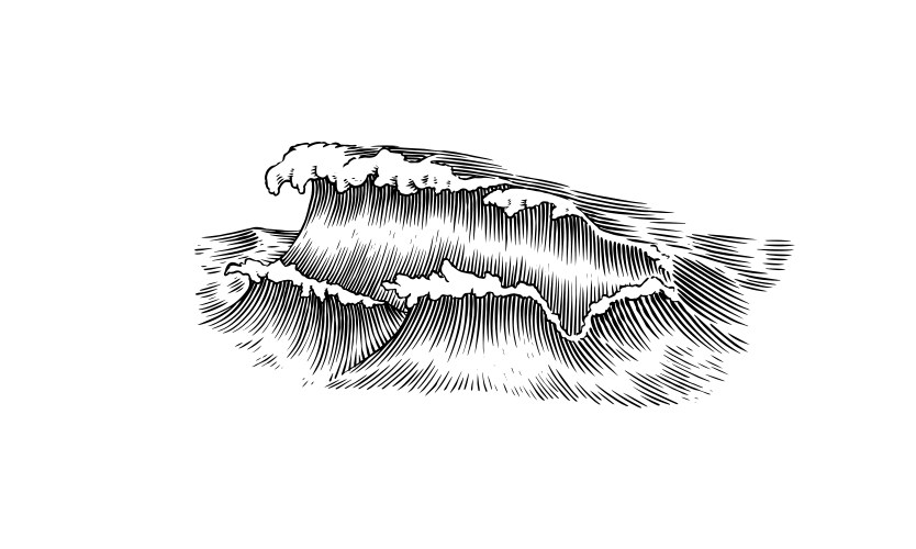 Atlantic tidal waves vintage old engraved hand Vector Image