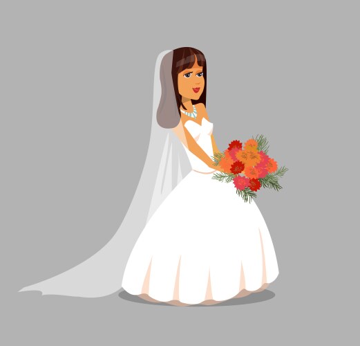 Watercolor bride white gown and veil Royalty Free Vector