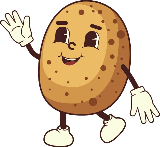 Funny cartoon walking potato Royalty Free Vector Image