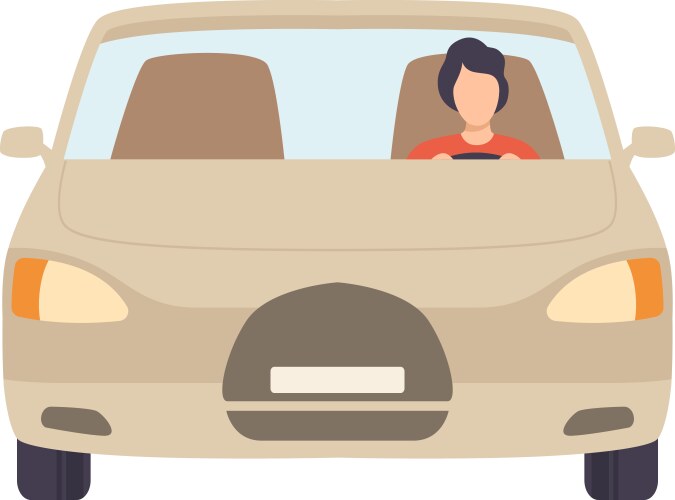 Black car with driver and passenger front view Vector Image