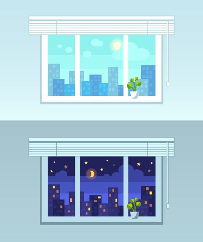 Open window - night and day Royalty Free Vector Image
