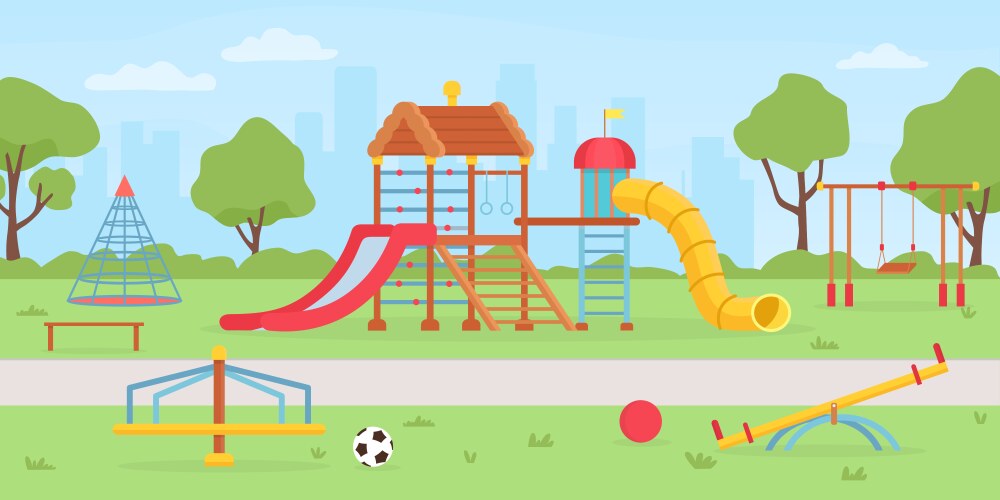 School yard playground scene Royalty Free Vector Image