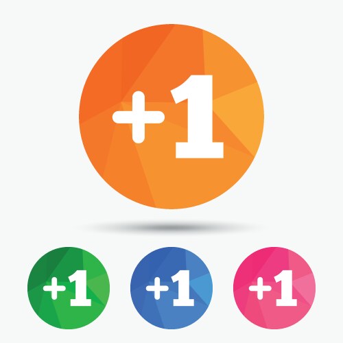 Plus one sign add symbol Royalty Free Vector Image