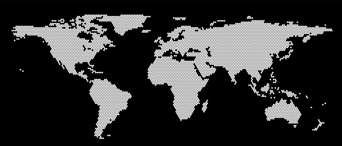 Abstract pixel world map halftone style Royalty Free Vector