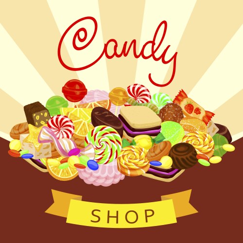 Sweet candy shop concept banner realistic style Vector Image