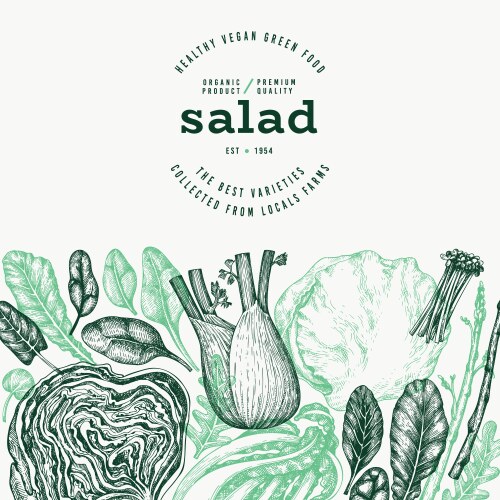 Hand drawn vintage color vegetables design Vector Image