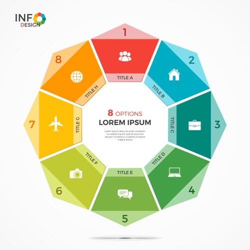 Circle infographic 8 options Royalty Free Vector Image
