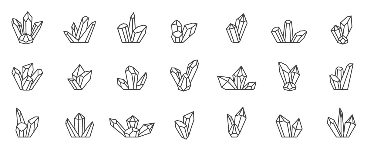 Crystal minerals line art icon logo Royalty Free Vector