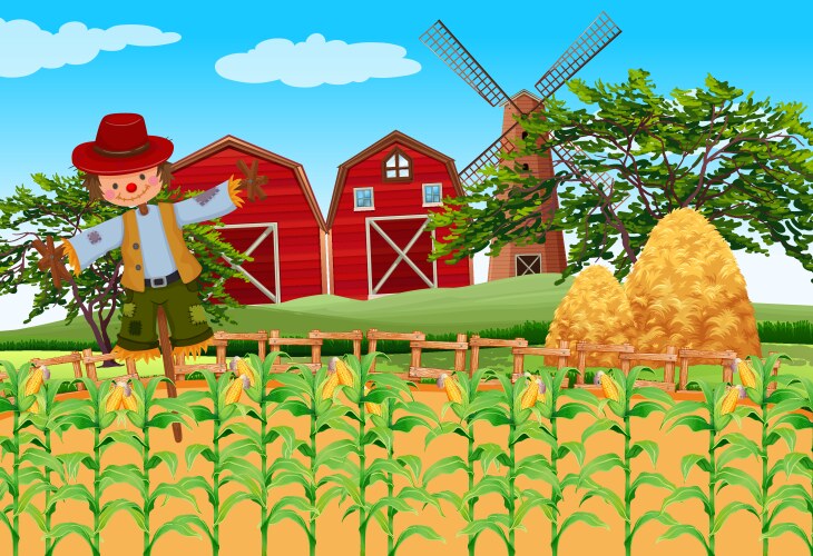 A corn farm with animals Royalty Free Vector Image
