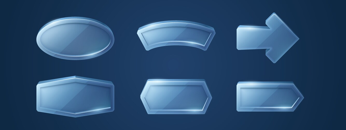 Game buttons cartoon menu interface glossy blocks Vector Image