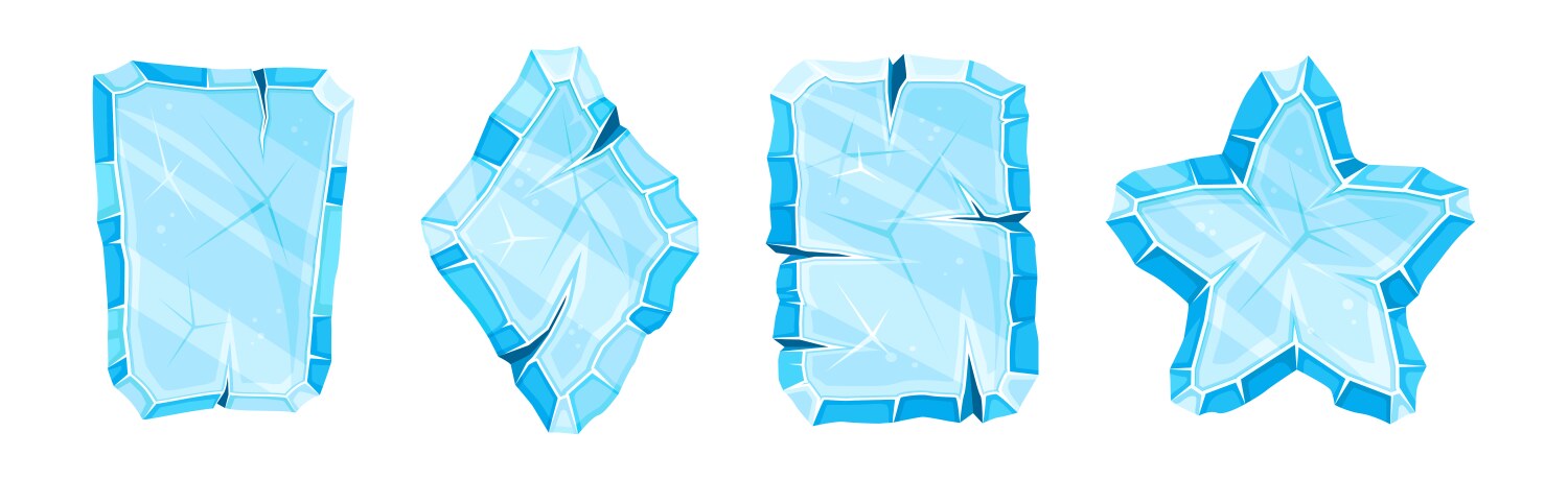 Blue ice rectangular board as shaped element Vector Image