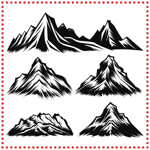 Stylized mountain silhouettes iconic art Vector Image