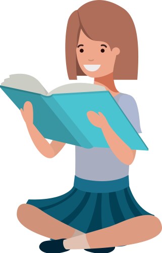 Young student girl reading book Royalty Free Vector Image