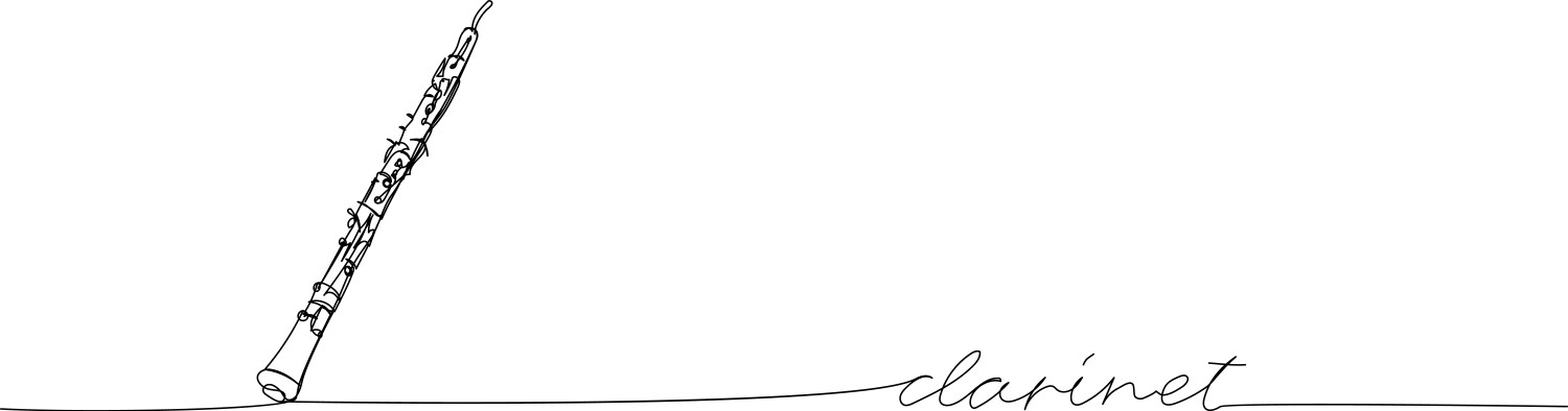 Clarinet one line art continuous drawing Vector Image
