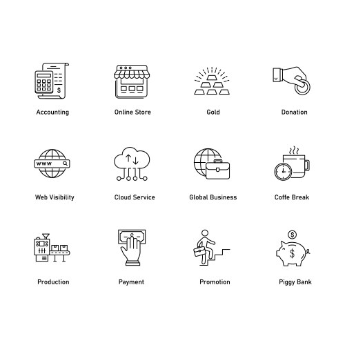 Financial technology icon collection Royalty Free Vector
