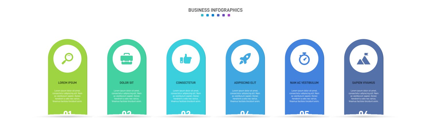 Horizontal progress bar featuring 6 arrow-shaped Vector Image