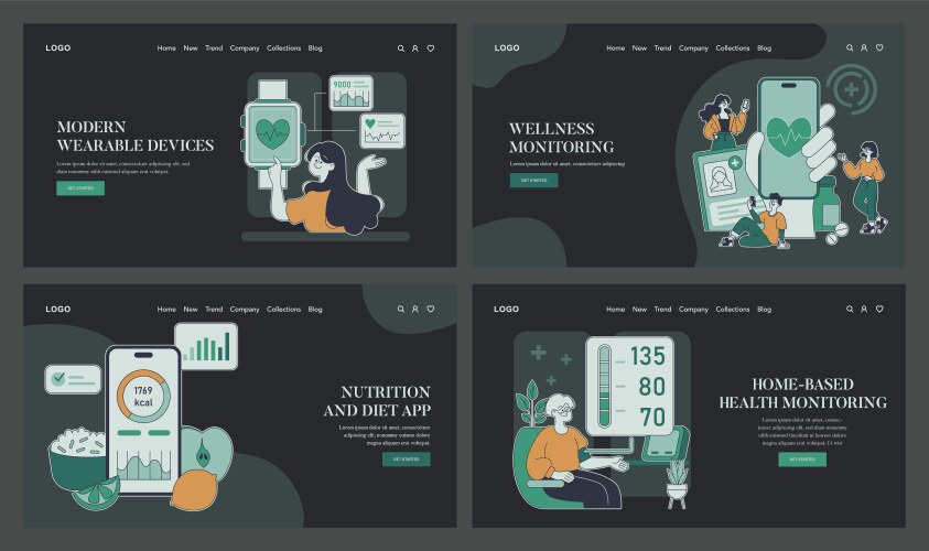 Wellness monitoring flat Royalty Free Vector Image