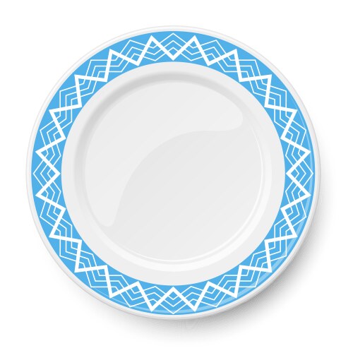 Empty classic white plate with rose pattern Vector Image
