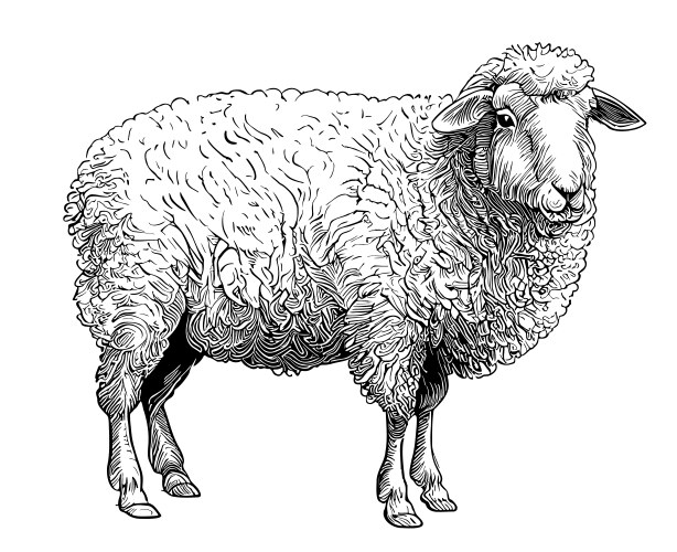 Sheep set hand drawn sketch Royalty Free Vector Image
