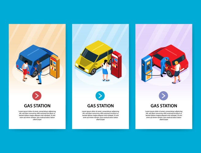 Gas station horizontal banners Royalty Free Vector Image