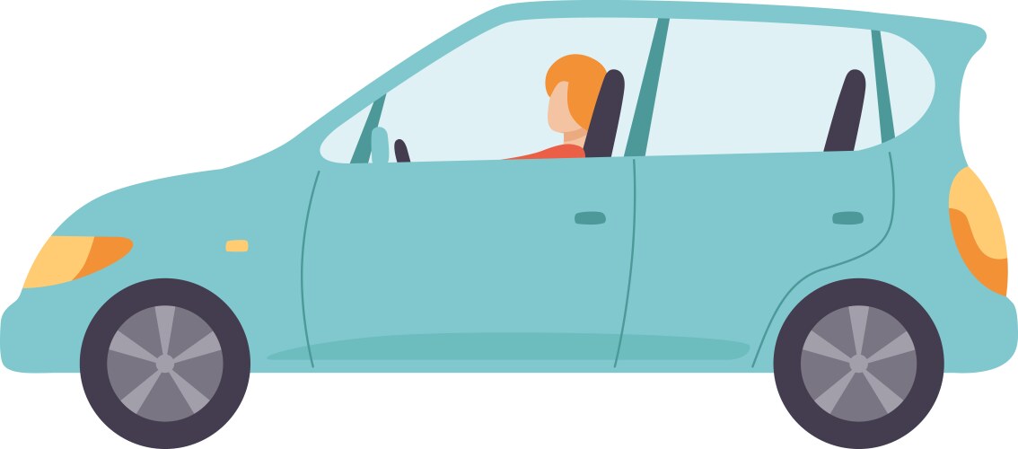 Driver girl in a car cartoon Royalty Free Vector Image
