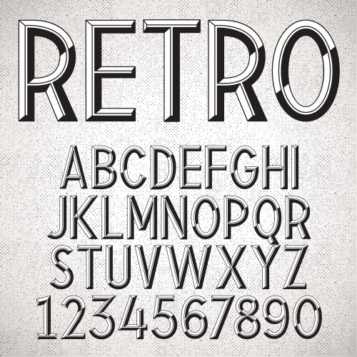 Retro font with shadow Royalty Free Vector Image