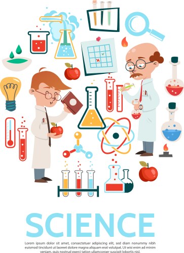 Science icons cartoon set Royalty Free Vector Image