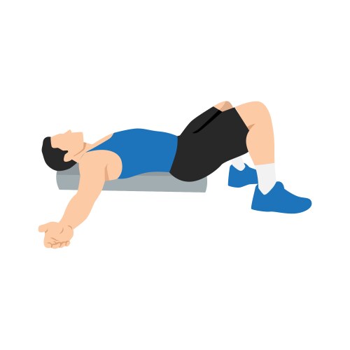 Man doing resistance band chest opener stretch Vector Image