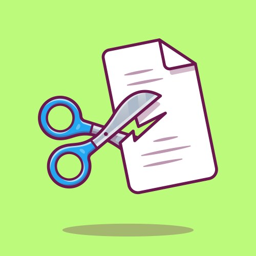 Scissor cutting paper cartoon Royalty Free Vector Image