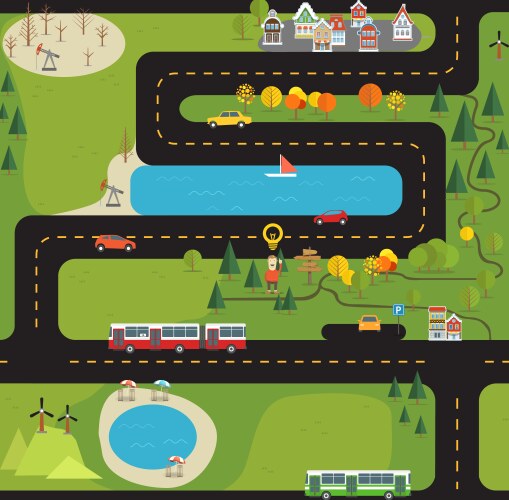 Abstract city map with infographic elements Vector Image