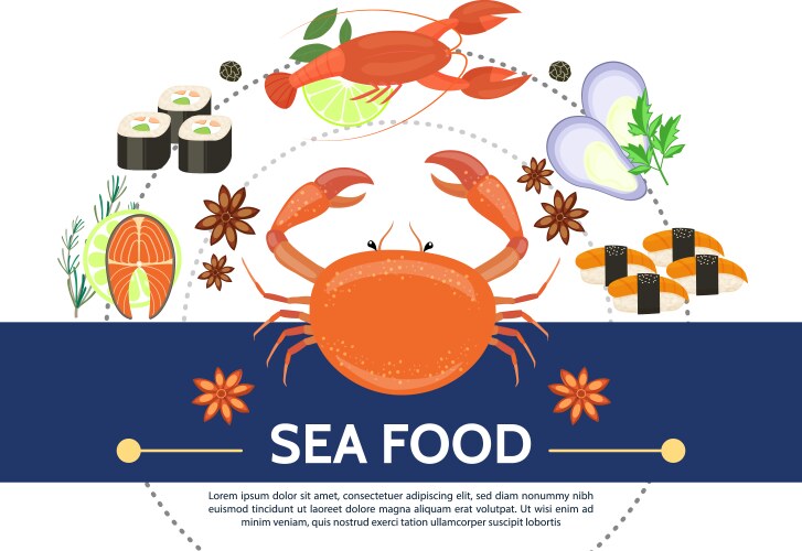 Healthy seafood concept Royalty Free Vector Image
