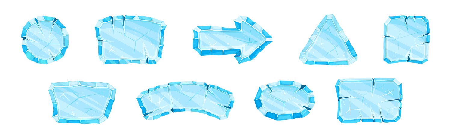 Blue ice rectangular board as shaped element Vector Image