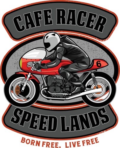 Hand drawing man riding old cafe racer Royalty Free Vector