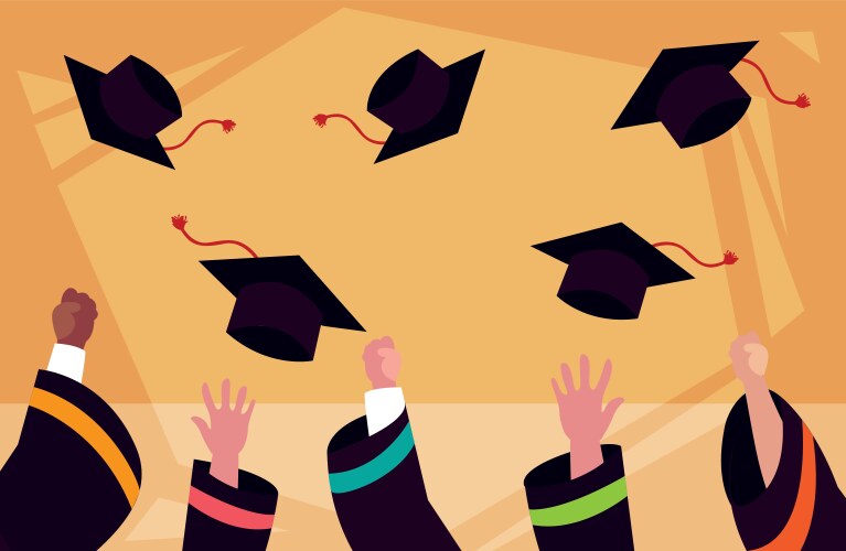 Children graduation ceremony Royalty Free Vector Image