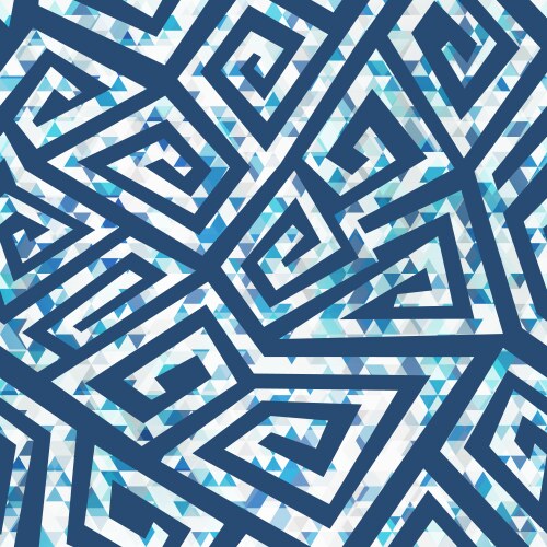 Blue color tribal grunge pattern Royalty Free Vector Image