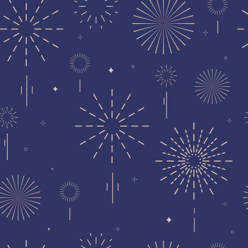 Firework seamless pattern in nighteditable Vector Image
