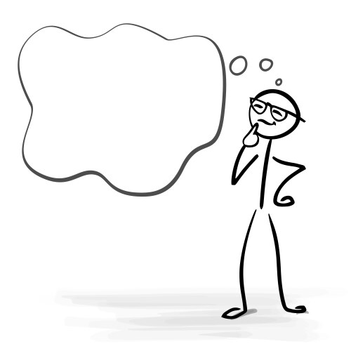 Creative artistic thinking cartoon stick figure Vector Image