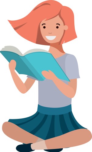 Young student girl reading book Royalty Free Vector Image
