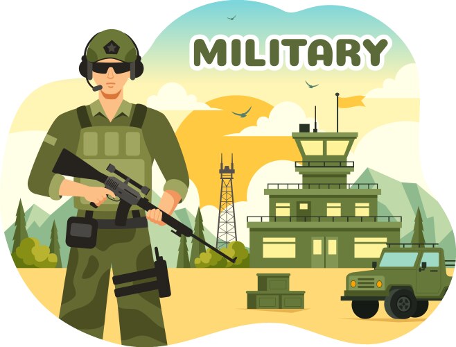 Military army forces featuring soldiers weapons Vector Image