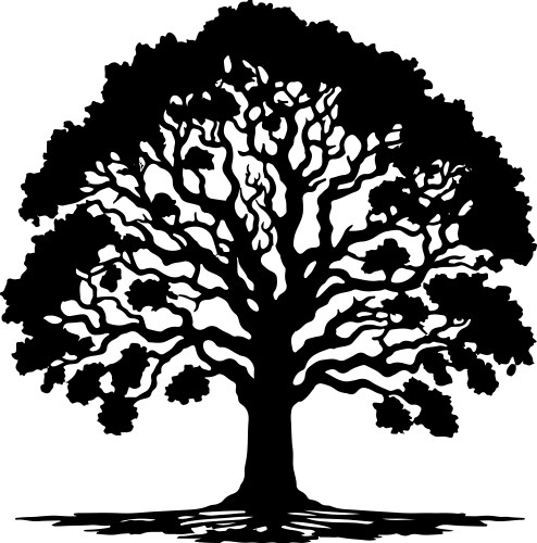 Beautiful tree silhouette white background Vector Image