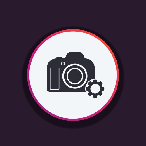 Photography logo with camera Royalty Free Vector Image