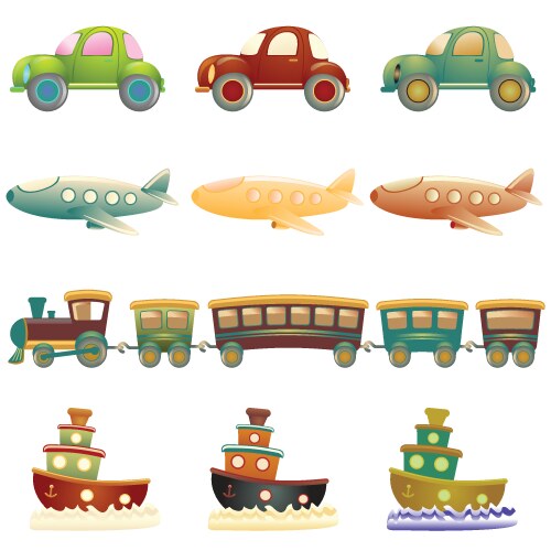 Cartoon vehicles set Royalty Free Vector Image