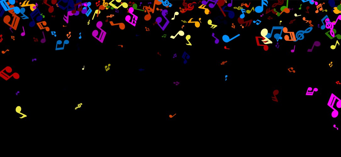 Colorful music notes on black Royalty Free Vector Image