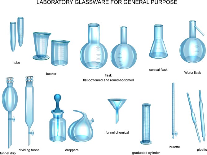 Laboratory glassware one line colored continuous Vector Image