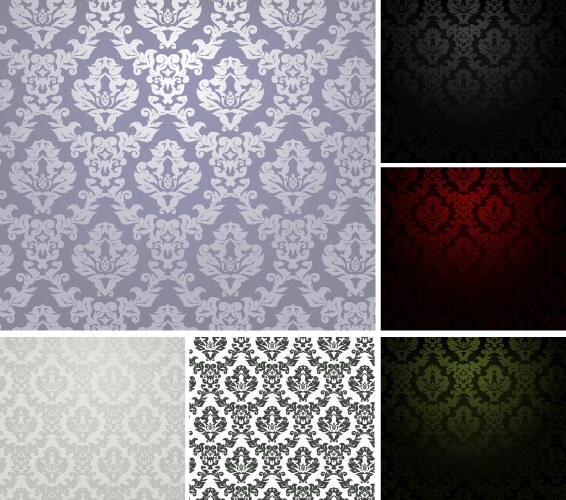 Seamless wallpaper pattern set of six colors Vector Image