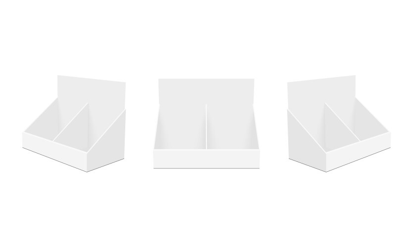 Blank store display stand front and side view Vector Image